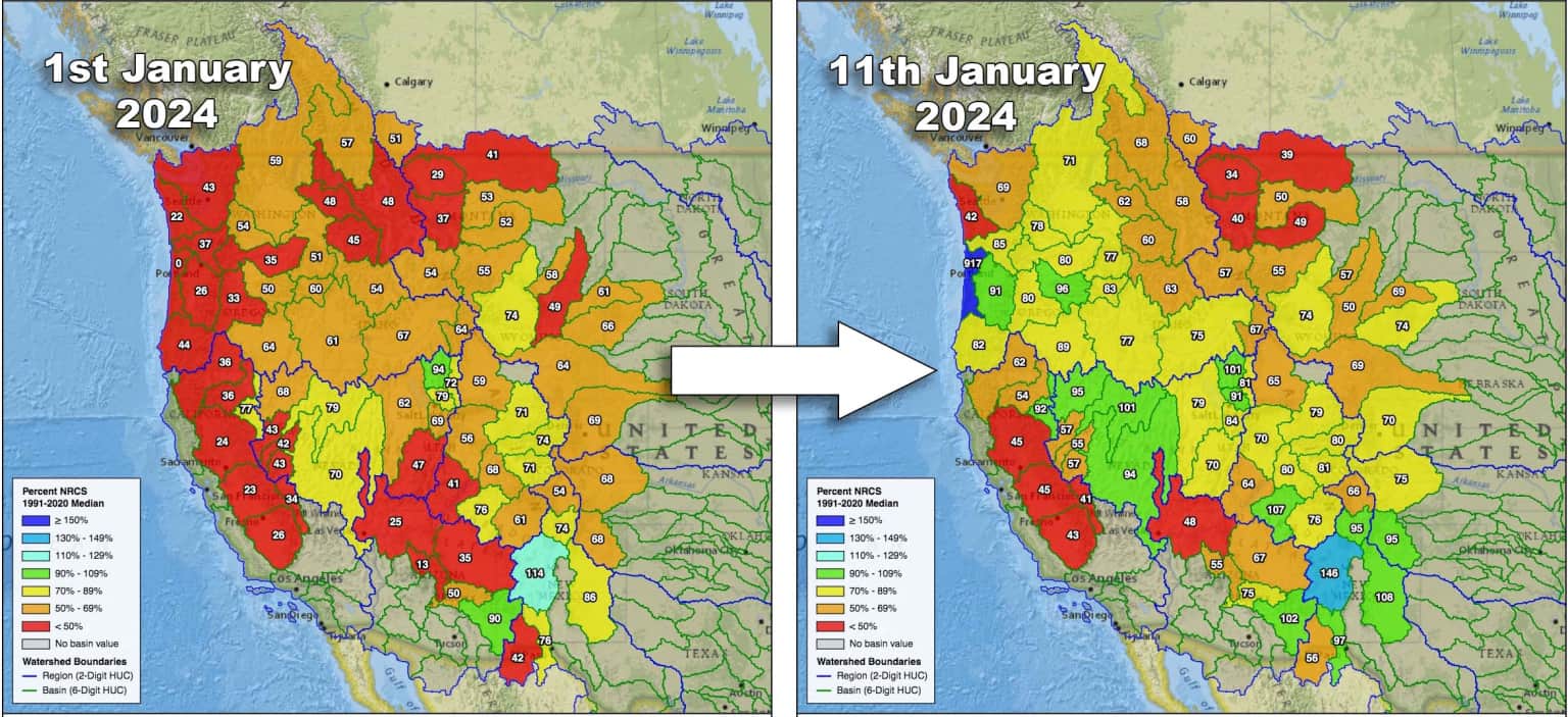 Western Us Snowpack Map